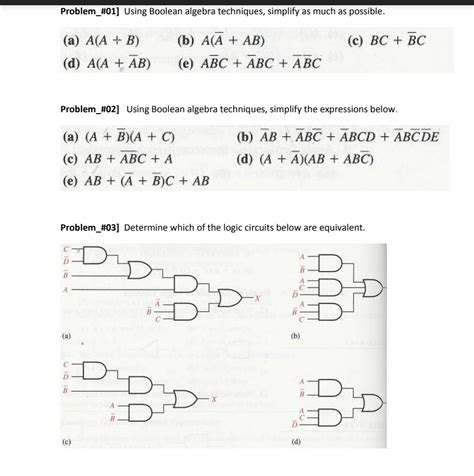 Solved Problem01 ﻿using Boolean Algebra Techniques