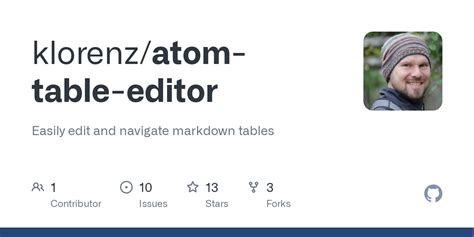 Github Klorenzatom Table Editor Easily Edit And Navigate Markdown Tables