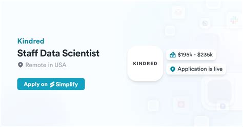 Staff Data Scientist Kindred Simplify Jobs