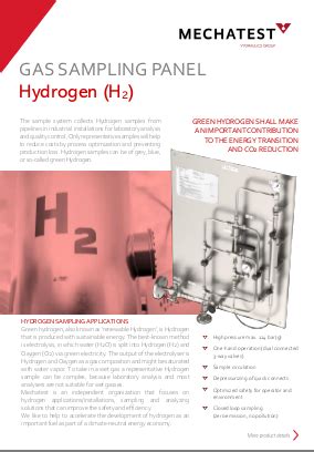 Hydrogen H2 Sampling And Measurement Mechatest Liquid And Gas