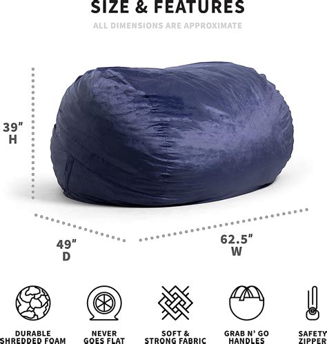 Big Joe Fuf Xl Foam Filled Bean Bag Chair With Removable Cover