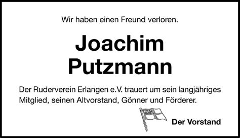 Traueranzeigen Von Joachim Putzmann Trauernnde