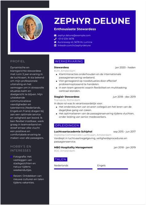 Cv Stewardess Maken Voorbeeld Beaks Nl