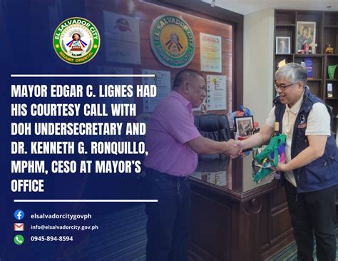 Mayor Edgar C Lignes Had His Courtesy Call With Doh Undersecretary Dr Kenneth G Ronquillo