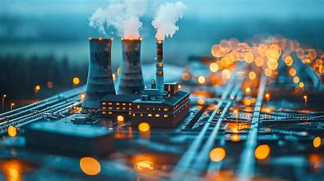A Nuclear Power Plant With A Power Plant In The Background Premium Ai