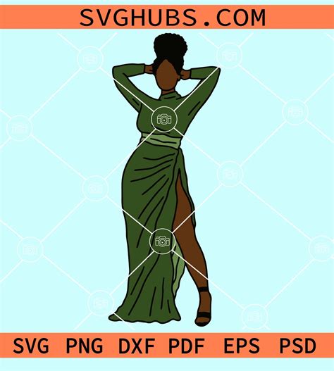 Afro Woman With Green Dress Svg Sexy African American Woman Svg Black Woman Svg Black Queen Svg