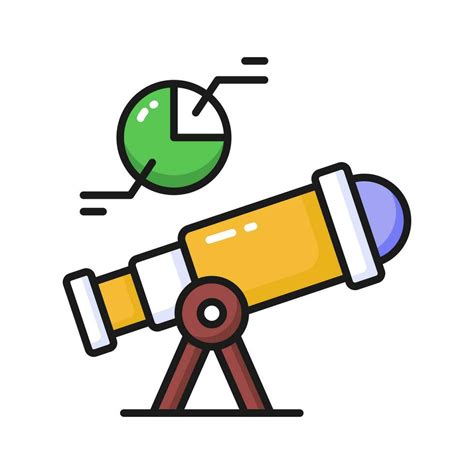 Telescope With Pie Diagram Showing Predictive Analysis Concept Vector