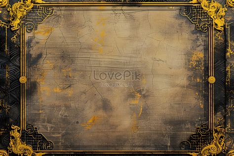 복고풍 배경 황금 테두리 일러스트 무료 다운로드 Lovepik