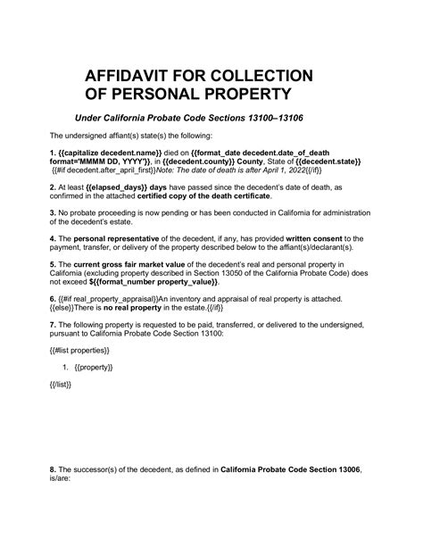 Free Small Estate Affidavit California Docupilot