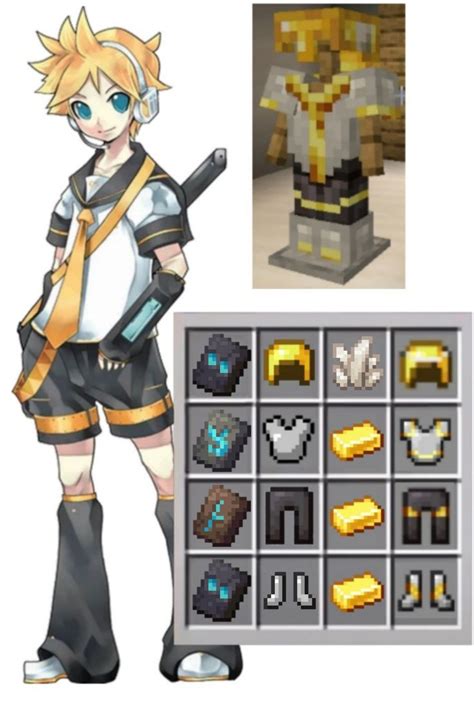 Kagamine Len Minecraft Armor Len Vocaloid Imágenes Para Conquistar