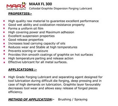 Colloidal Graphite Dispersion Forging Lubricant Maax Fl 300 Packaging