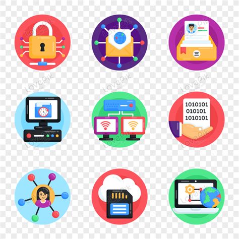 글로벌 네트워킹 플랫 아이콘 벡터의 팩 Png 일러스트 무료 다운로드 Lovepik
