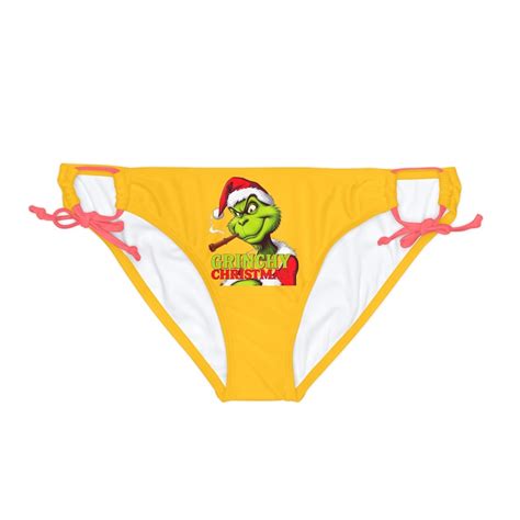 Bikini Bottom Grinch Smoking Cigar Tie Side Swimwear Swimsuit Beachwear Pool Party Vacation