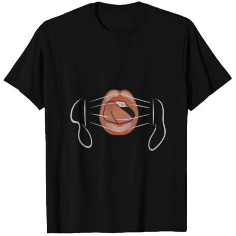 Face Mask Covered Red Licking Mouth Classic T Shirts Id 16585362 By