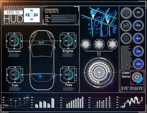 미래의 사용자 인터페이스 Hud Ui 프리미엄 벡터