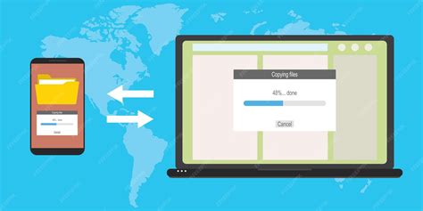 Premium Vector Laptop And Modern Smart Phone Data Transfer Between