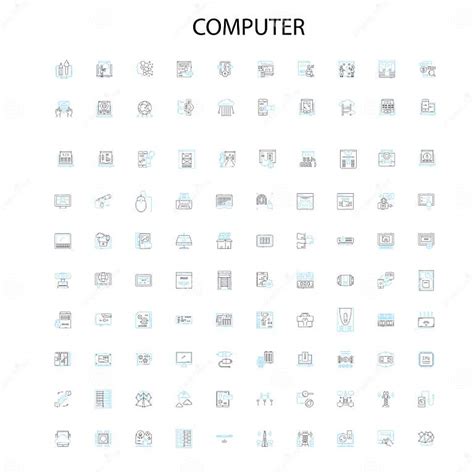 Computer Icons Signs Outline Symbols Concept Linear Illustration Line Collection Stock Vector