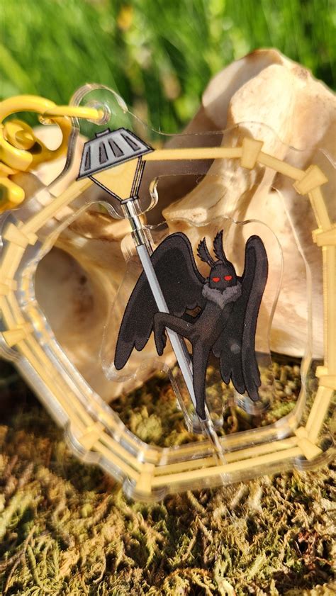 Mothman Lamp Pole Dance Rotating Keychain Etsy