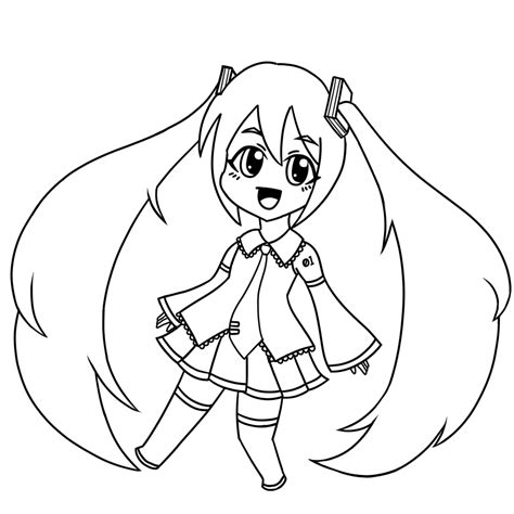 Miku Hatsune Chibi Lineart