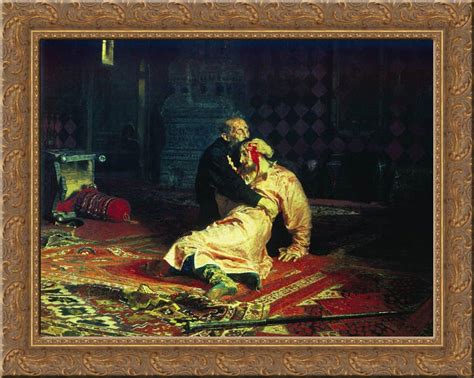 Ivan The Terrible And His Son Ivan On November 16 1581 24x20 Gold Ornate Wood Framed Canvas Art