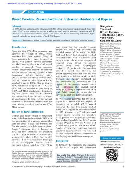 Pdf Direct Cerebral Revascularization Extracranial Intracranial Bypass