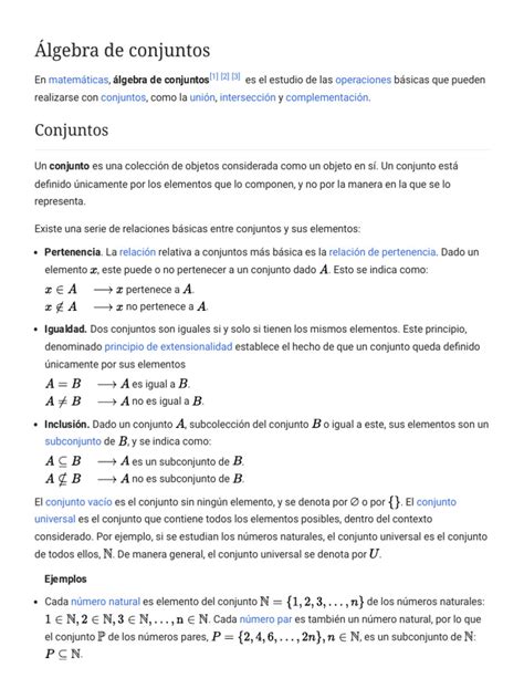 Álgebra De Conjuntos Wikipedia La Enciclopedia Libre Pdf