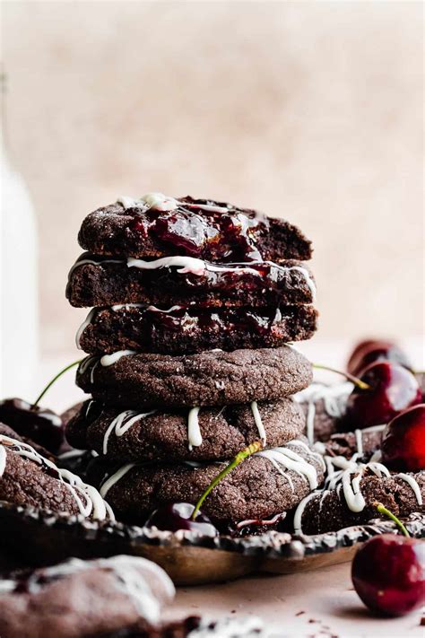 Black Forest Cookies Chocolate Cherry Cookies Blue Bowl