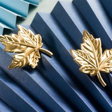 Maple Leaf Brass Knobs And Pullsbrass Leaves Drawer Etsy