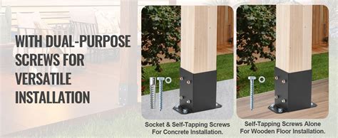 Vevor Set Di 4 Supporti Per Pali In Legno 102x102 Mm Base Per Pali