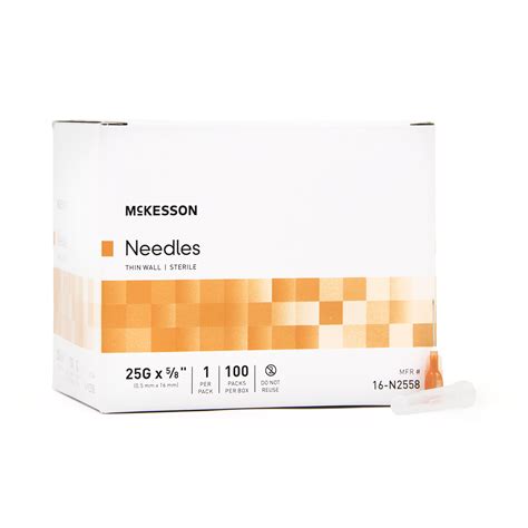 Hypodermic Needle Mckesson 58 Inch Length 25 Gauge Thin Wall Without Safety Medex Supply
