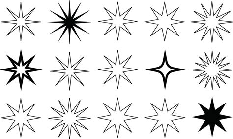 Collection Of Black And White Starburst Shapes In Various Styles And
