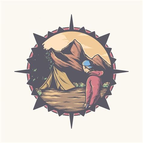 Premium Vector Vintage Hiking Mountain Compass