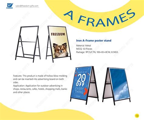 Outdoor Display Sidewalk A Frame Sign Poster Stand Portable Advertising