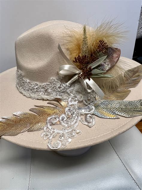 White Felt Cowboy Hat Stevie Nicks Style Hat Wedding Hat Western Hat
