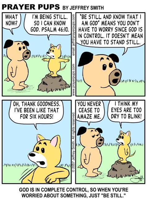 Psalm 4610 Be Still Christian Cartoons From Prayer Pups Christian