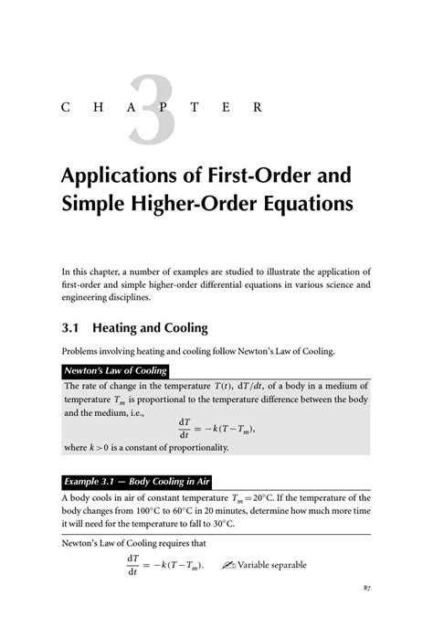 applications of first order and simple higher order equations chapter