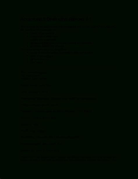 Operative Report Template 10 Examples Of Professional Templates Ideas