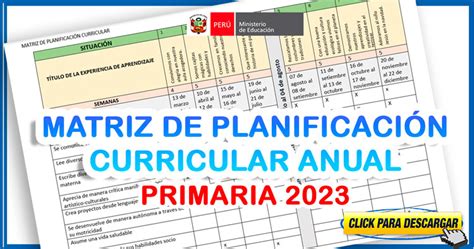 Matriz De PlanificaciÓn Curricular Anual Primaria 2023 Ministerio De Educación