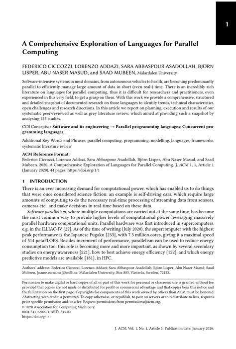 Pdf A Comprehensive Exploration Of Languages For Parallel Computing