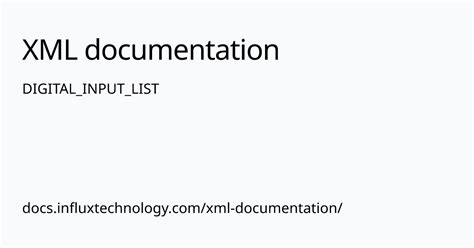 Digital Input List Xml Documentation
