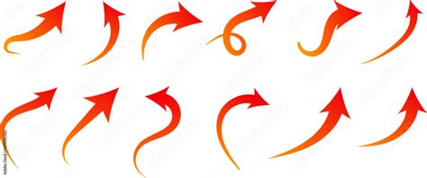 Flat Style Curved Arrow Icon Collection Isolated Different Kinds Of Arrow Symbol Indicator For