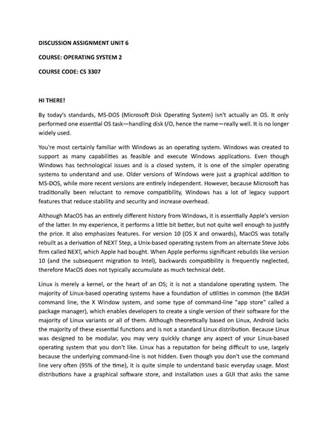 Da Unit 6 Cs 3307 Discussion Assignment Unit 6 Cs 3307 Uopeople