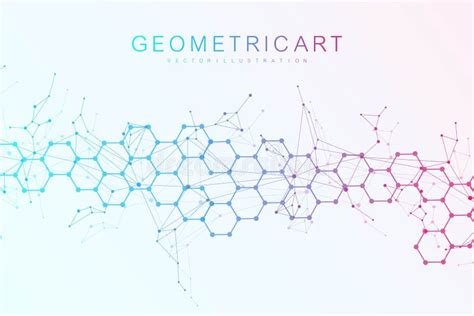 Modern Scientific Background With Hexagons Lines And Dots Wave Flow Abstract Background Stock