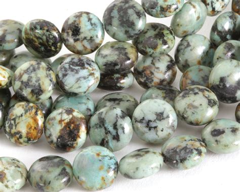 African Turquoise Puff Coin 10mm