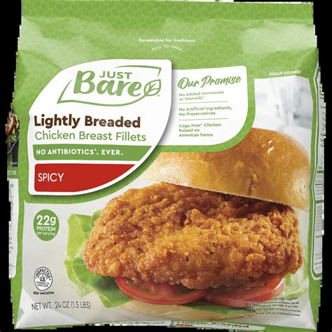 Lightly Breaded Chicken Breast Spicy Fillets Just Bare Foods