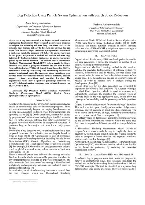 Pdf Bug Detection Using Particle Swarm Optimization With Search Space Reduction