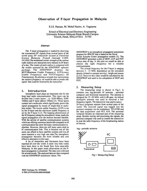 Pdf Observation Of F Layer Propagation In Malaysia