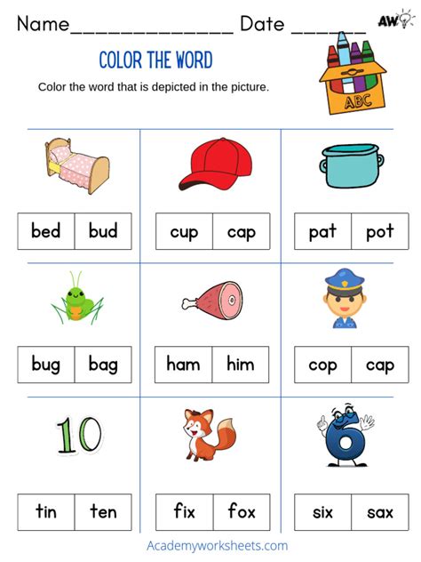 Cvc Color The Word 1 Pdf