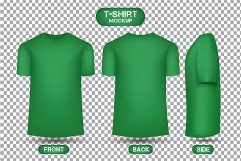 Plain Green T Shirt Design With Front Back And Side Views 3d Style T