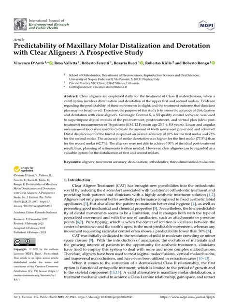 6 Predictability Of Maxillary Molar Distalization And Derotation With